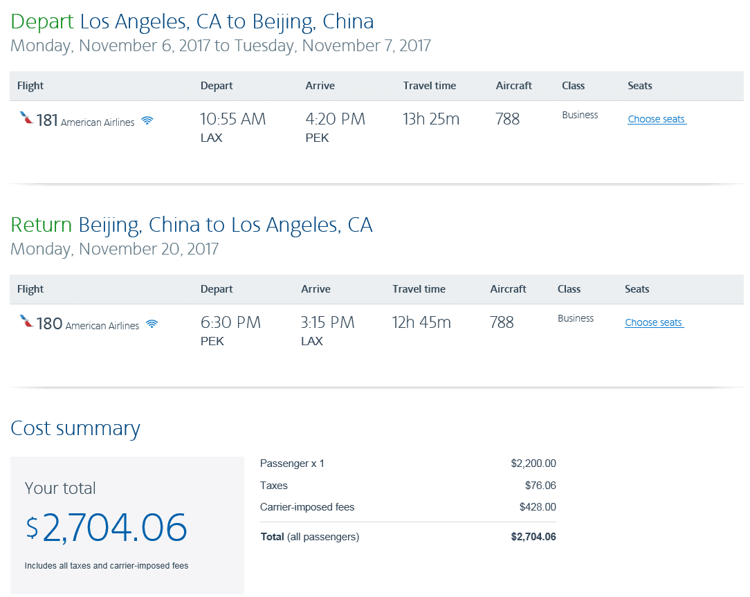 AA fare - First Class Flyer