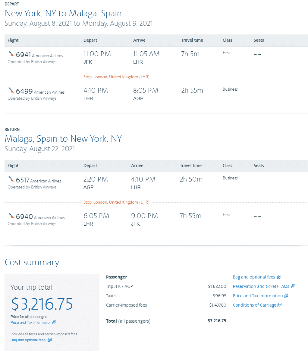 New First Class Fares from the U.S. and Canada to Spain from $3,216 ...