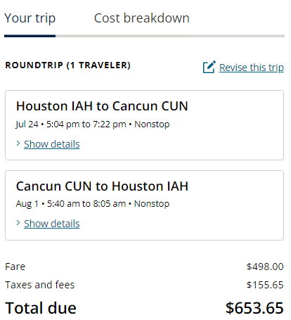 Cancun Biz Class from $653 to $902 R/T - First Class Flyer