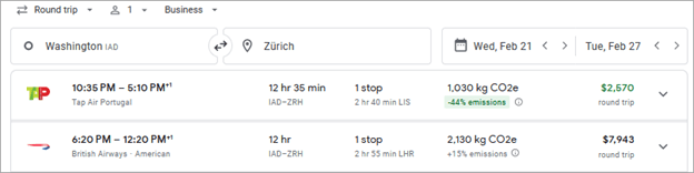 IAD-ZUR - First Class Flyer