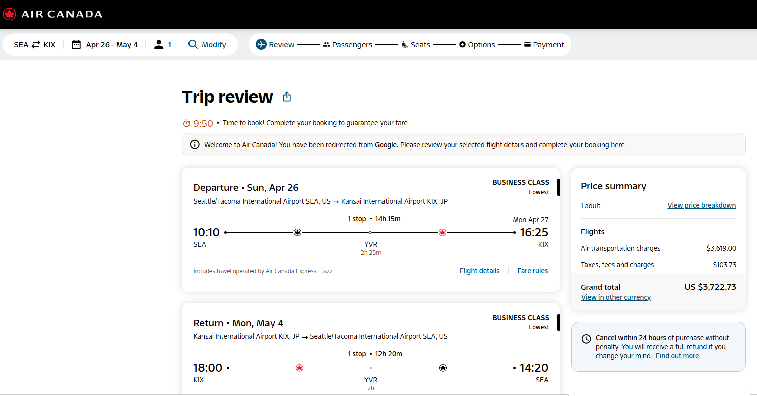 Money > Japan > Spring > Biz Class > $3,722 to $4,141 R/T - First Class ...